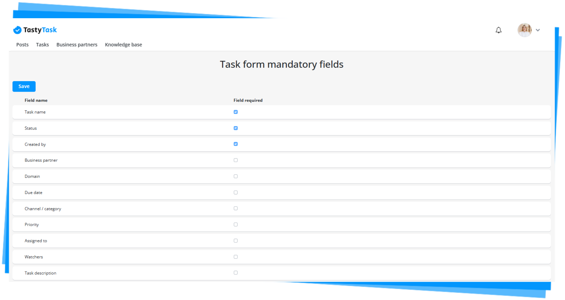 Mandatory Fields in tasks | TastyTask