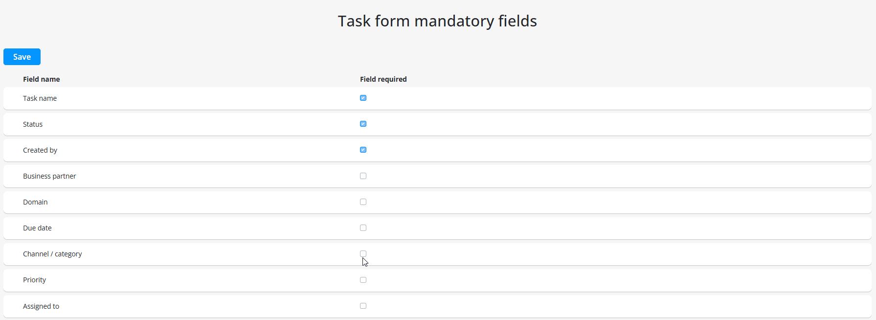 Mandatory Fields in tasks | TastyTask